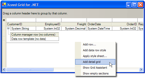 Building a bound hierarchical master/detail grid